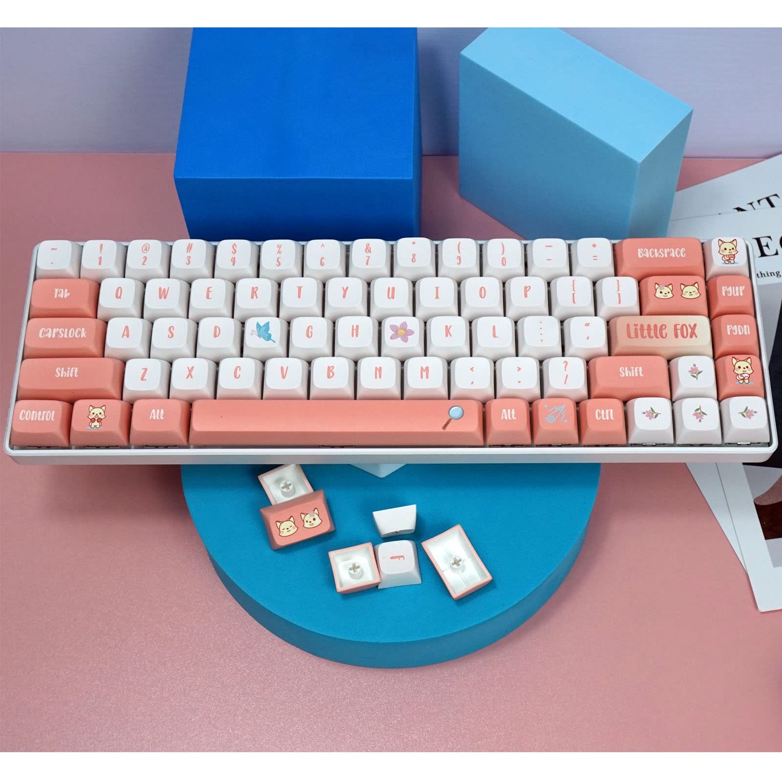 Keycaps 130 Keys Custom Keycap PBT Dye Sublimation Keycaps XDA Profile Keycaps DIY Mechanical Keyboard Keycap Sets with Key Puller for 61/68/84/98/108 MX Switch US Layout Mechanical Gaming Keyboard