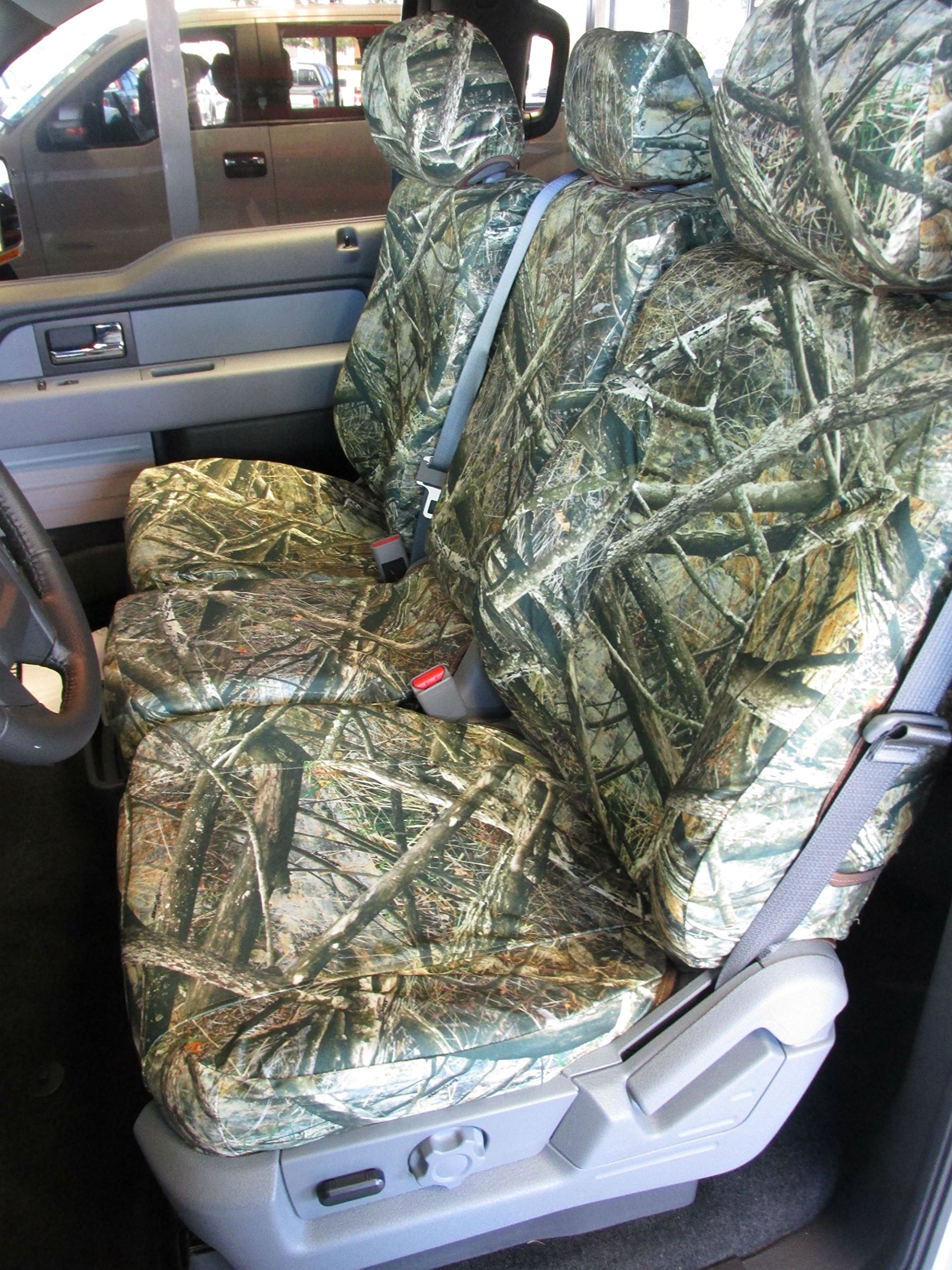 Durafit Seat Covers Made to fit 2011-2014 Ford F150-F550 Front 40/20/40 Split Seat Custom Seat Covers, Opening Console Lost at Camo Endura