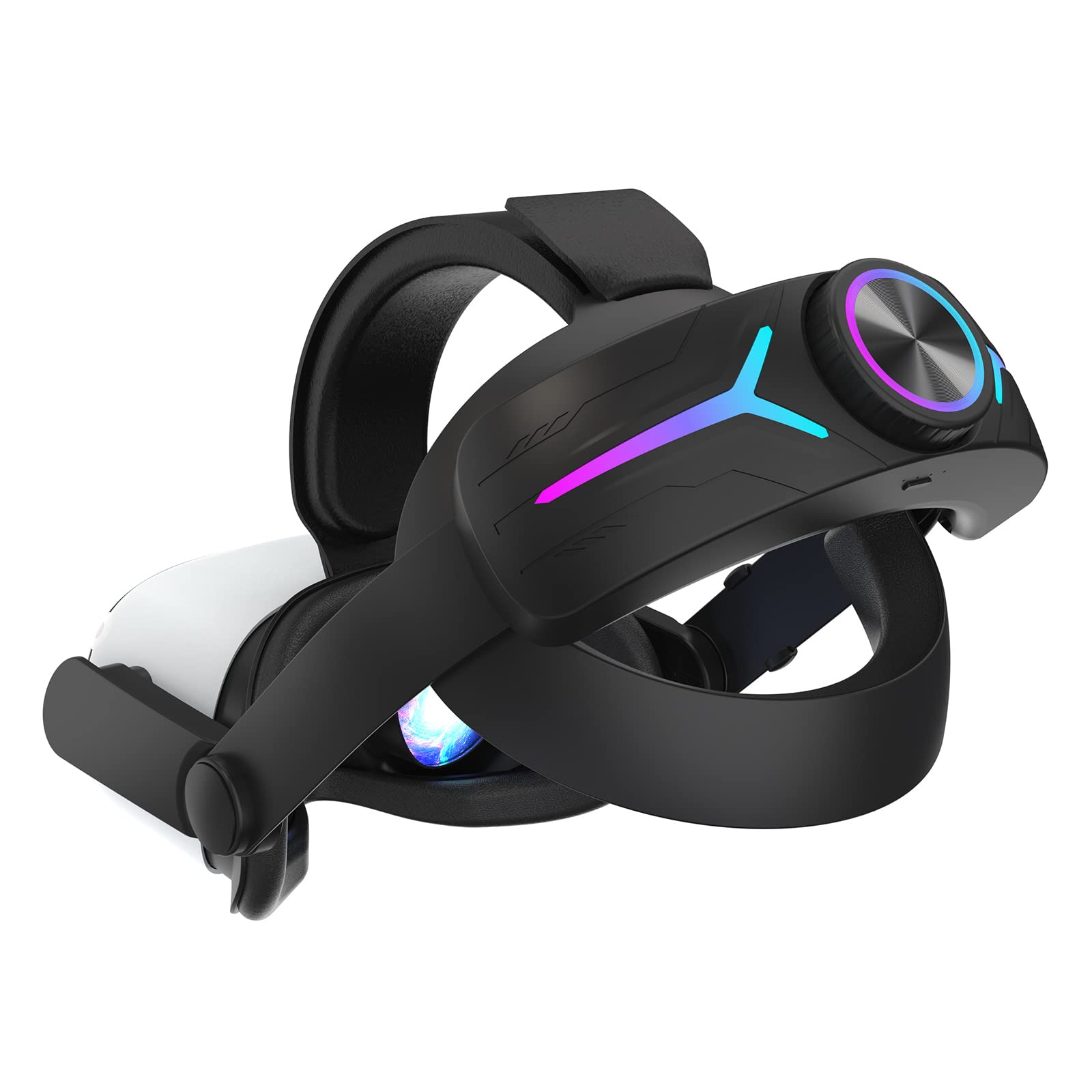 Gina Head Strap with 8000mAh Battery Pack for Meta/Oculus Quest 2, Adjustable Elite Strap Replacement for Enhanced Support, Fast Charging, Lightweight Comfort Design for VR Headset Accessories(Black)