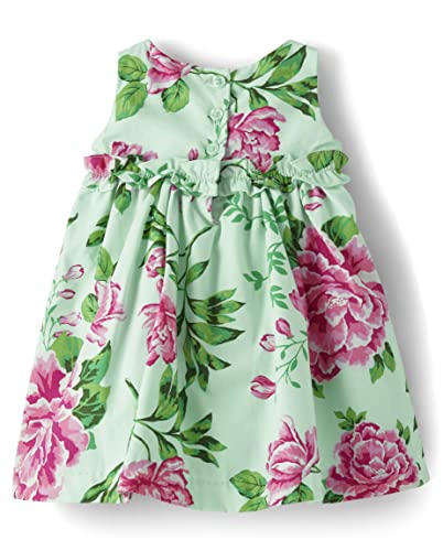 Gymboree,Sleeveless Dressy Dress,Green Floral,6-9 Months