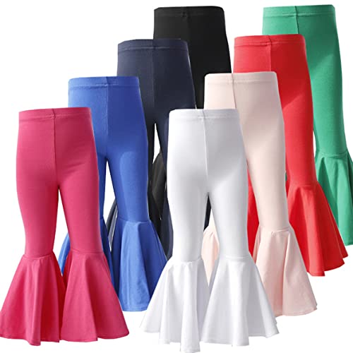 LXF Toddler Girls Bell Bottom Stretch Cotton Pants Baby Girls Bell-Bottoms Ruffle Trousers Flare Pants for 0-6T, A-pink, 2-3T