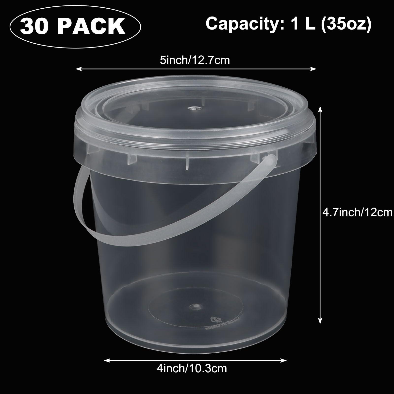 ZOFORTY 30 PCS 30 oz Slime Containers with Lids and Handles, Plastic 1000ml Storage Bucket Containers, Clear Slime Storage Case for Slime DIY Art Craft, Pigment, Small Tools, Part Material