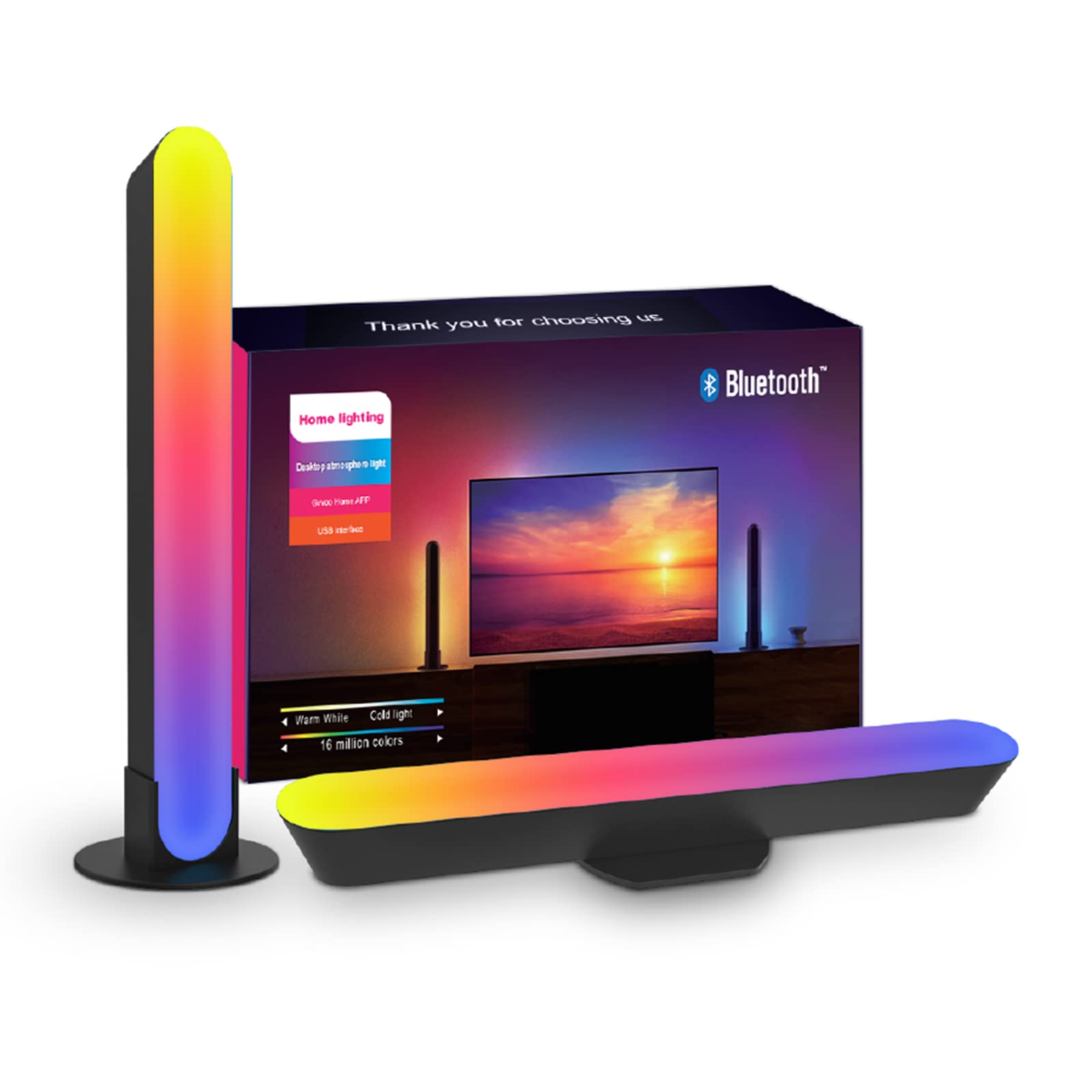 HOUANS Smart LED Light Bar - Ambient Light with Scene Mode and Music Mode, Cool Stuff for Your Room, Gaming, Party, PC, Room Decor