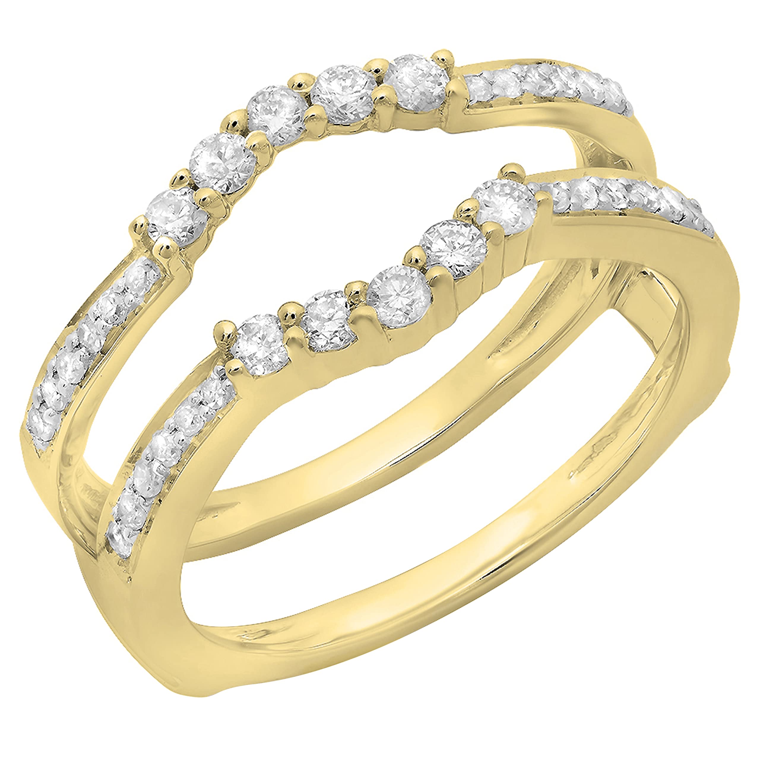 Dazzlingrock Collection 0.50 Carat (Cttw) Round White Diamond Chevron Enhancer Ring for Women in 14K Yellow Gold Size 10