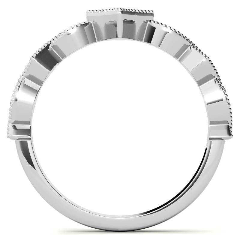 Excellent Round Brilliant Cut 0.16 Carat, Moissanite Diamond Promise Band, Prong Set, Eternity Sterling Silver Band, Valentine's Day Jewelry Gift for Her, Customized Band (4.5)