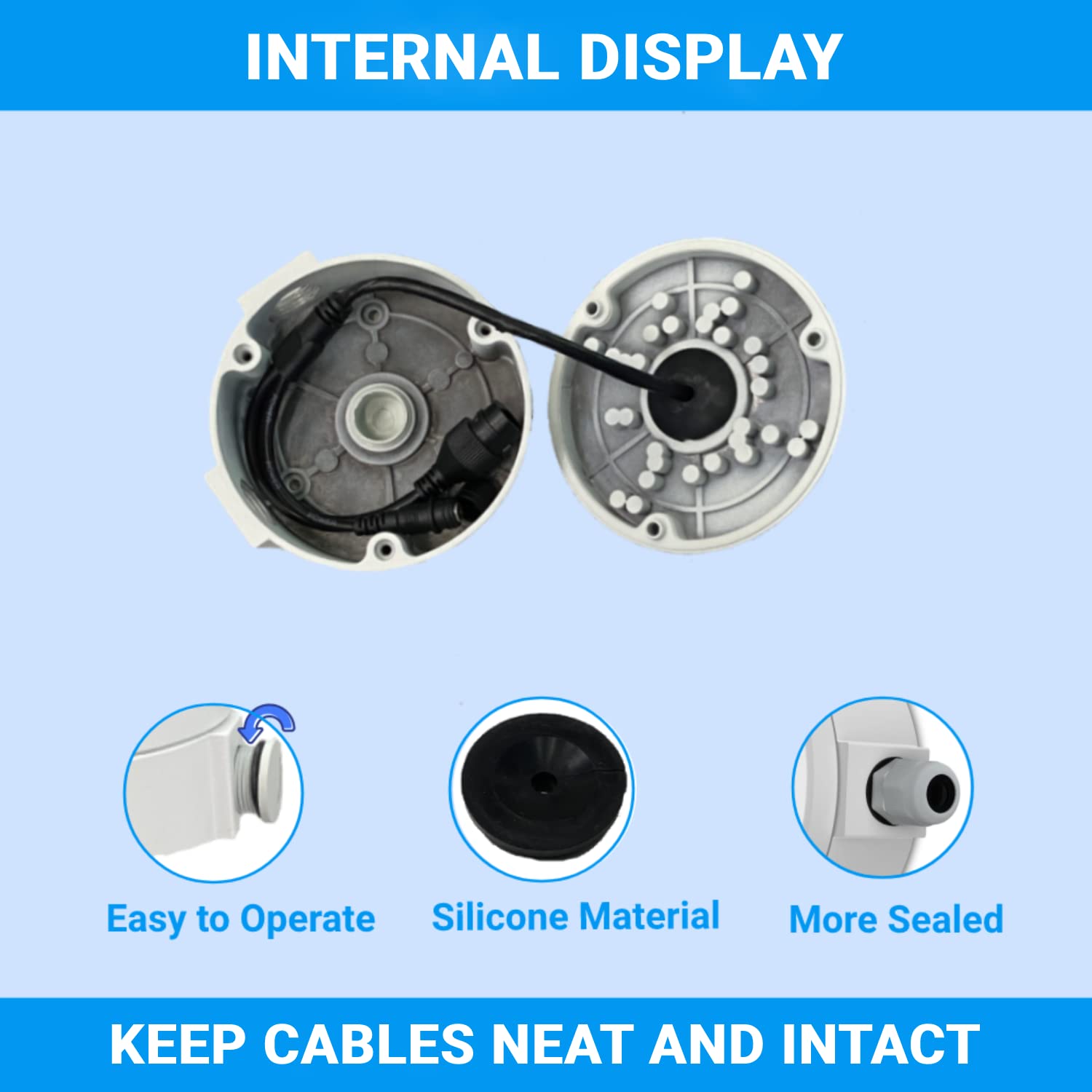 Junction Box for Security Camera, Mounting Bracket Universal for Bullet Dome Security Camera, Metal Waterproof Aluminum Mounting Box Hide Cable, Compatible with Solar Panel, Fits Wall Ceiling