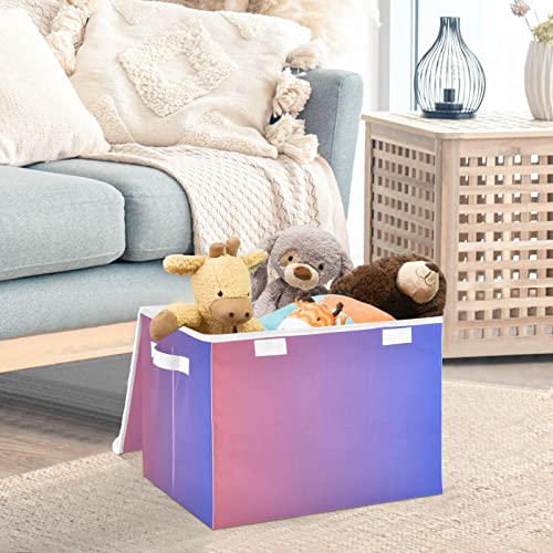 innewgogo Red Blue Gradient Storage Bins with Lids for Organizing Foldable Storage Bins with Handles Oxford Cloth Storage Cube Box for Pets Toys