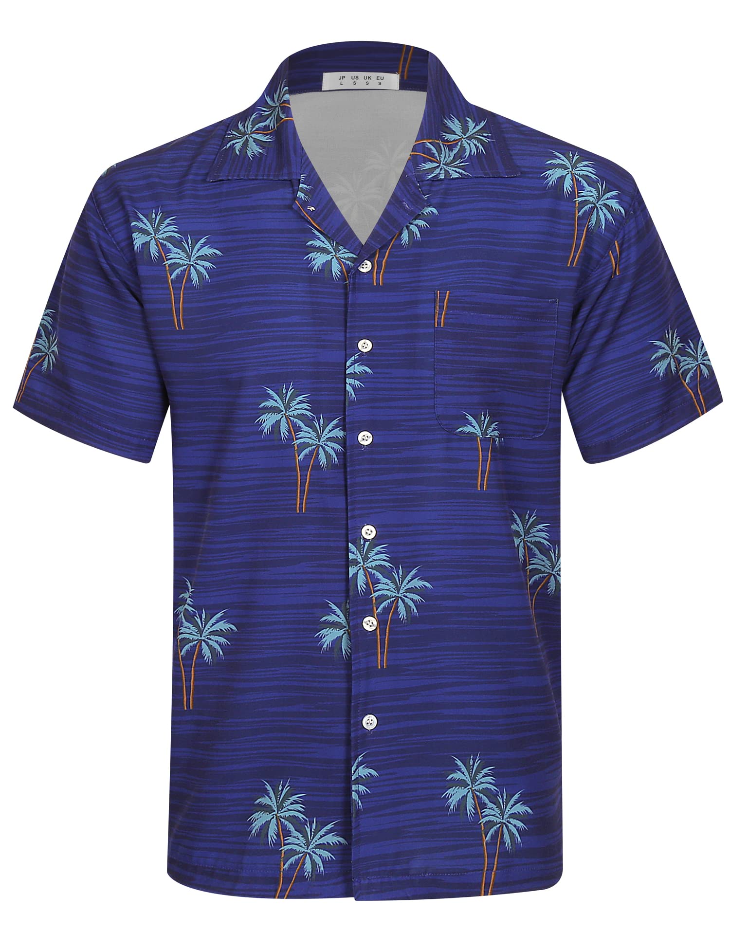 ELETOP Men's Hawaiian Shirt Quick Dry Tropical Aloha Shirts Beach Holiday Casual Shirts Blue F091 M