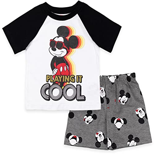 Disney Mickey Mouse Infant Baby Boys Graphic T-Shirt & French Terry Shorts White/Grey 18 Months