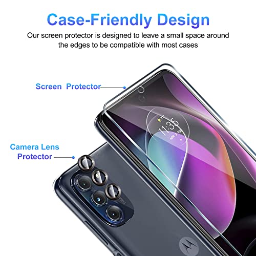 TQLGY 3 Pack Screen Protector for Motorola Moto G 5G 2022 with 2 Pack Camera Lens Protector, Tempered Glass Film, 9H Hardness - HD - Bubble Free - Anti-Scratch - Easy Installation