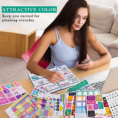 Planner Stickers,24 Sheet/1300+ Calendar Stickers for Adults Planner, Planner Stickers and Accessories for Women Work, Enhance Life Productivity