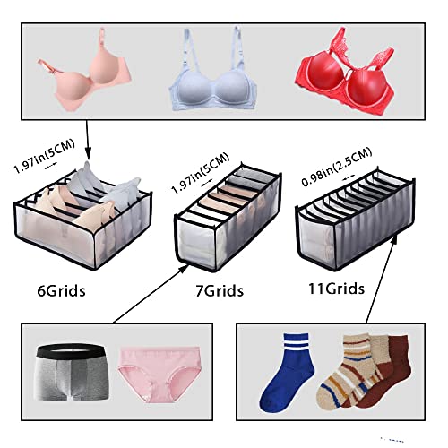 HSLFUAI 6PCS Clothing Organizers | Drawer Organizer Clothes Transparent Mesh Drawer Clothes Storage, Clothes Storage Drawers (6PCS Jeans+Thirts+Bra+Underware+Socks) Clothes Organizer Shirt Organizer