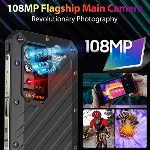 Ulefone Power Armor 18T 5G Rugged Phone, Thermal Imaging Camera 108MP Main Camera, 17GB+256GB MTK Dimensity 900, 9600mAh Battery QI 15W Wireless Charging, 6.58β FHD+ Corning Gorilla Screen, Android 12