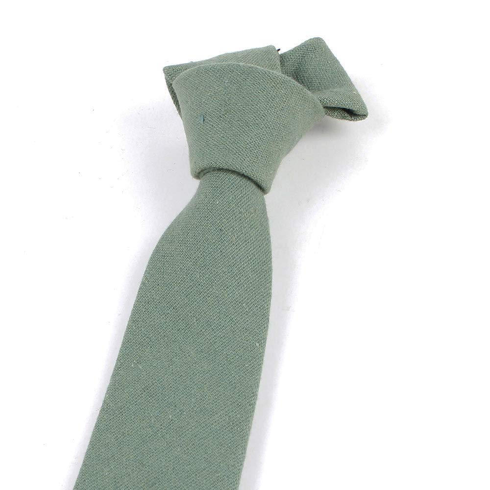 Elfeves Men Skinny Mint Green Ties Cotton Timeless Narrow Width Best Neckties for Grooms