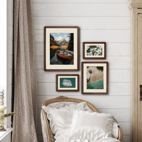 TRAHOME 8x10 Picture Frame,Solid Wood,3 Pack Photo Frames, Display Pictures 6x8 with Mat or 8x10 Without Mat, Gallery Wall Photo Frames-Brown