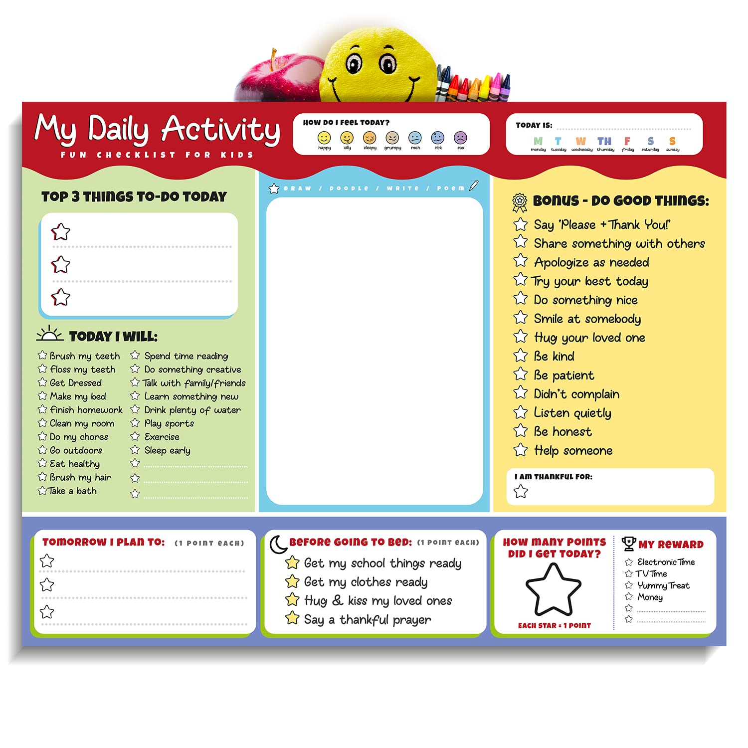 Goody Farm Daily Notepad Planner Checklist Pad - Child Habit Manner Chore Skill Kid To Do