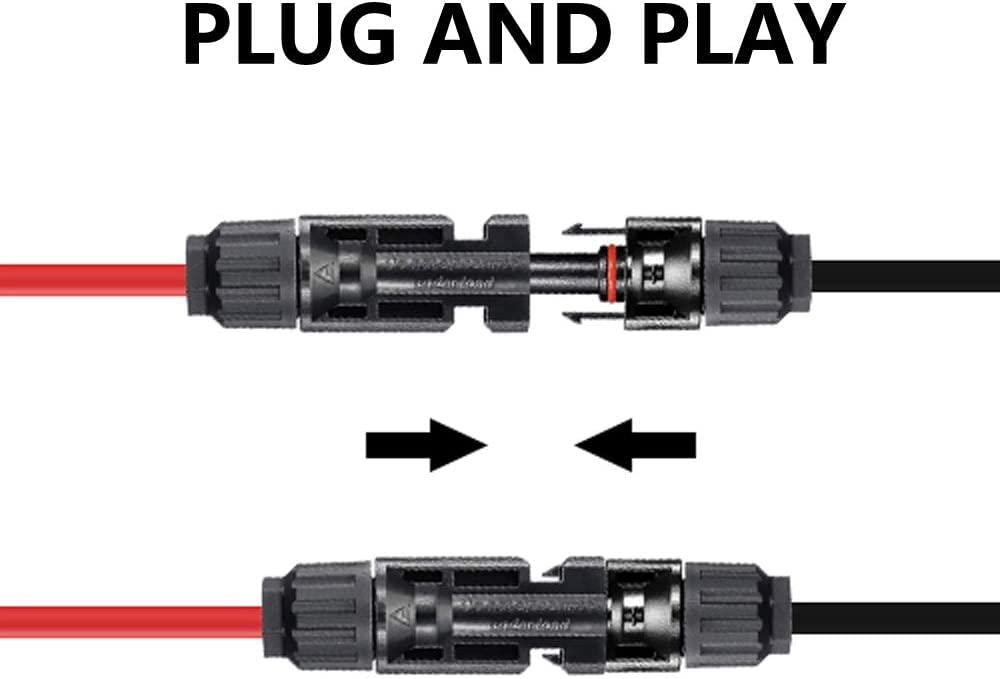 ECO-WORTHY 16FT 8AWG Solar Cable with Female to Male Connector Solar Panel Adaptor Kit Tool Extension Wire with Connector (16FT Red + 16FT Black)