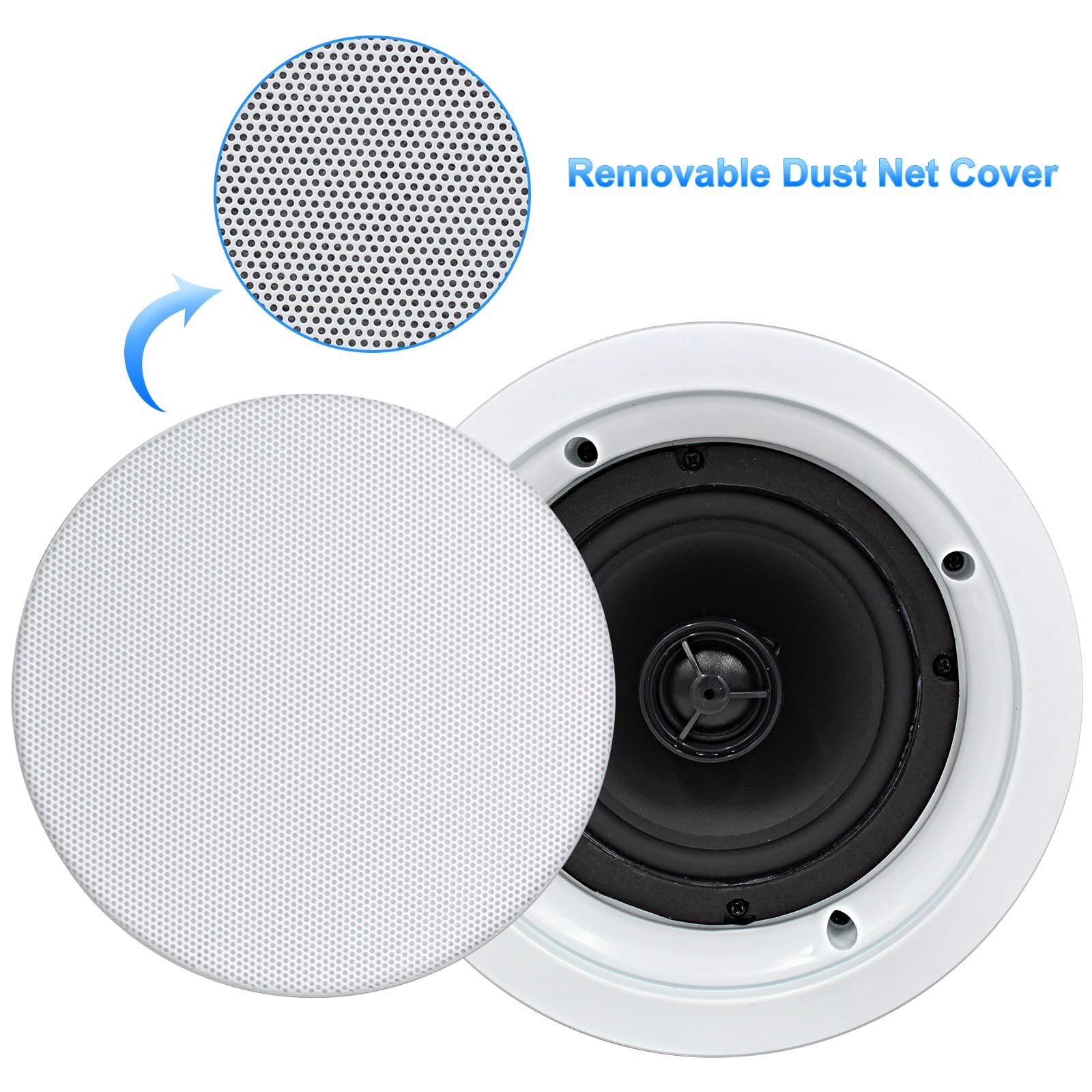 Herdio 5.25 Inch 300 Watts Ceiling Speakers Passive Wired, Premium Spring Loaded in Wall Speaker, for Home Theater Living Room Office(2 Speakers)