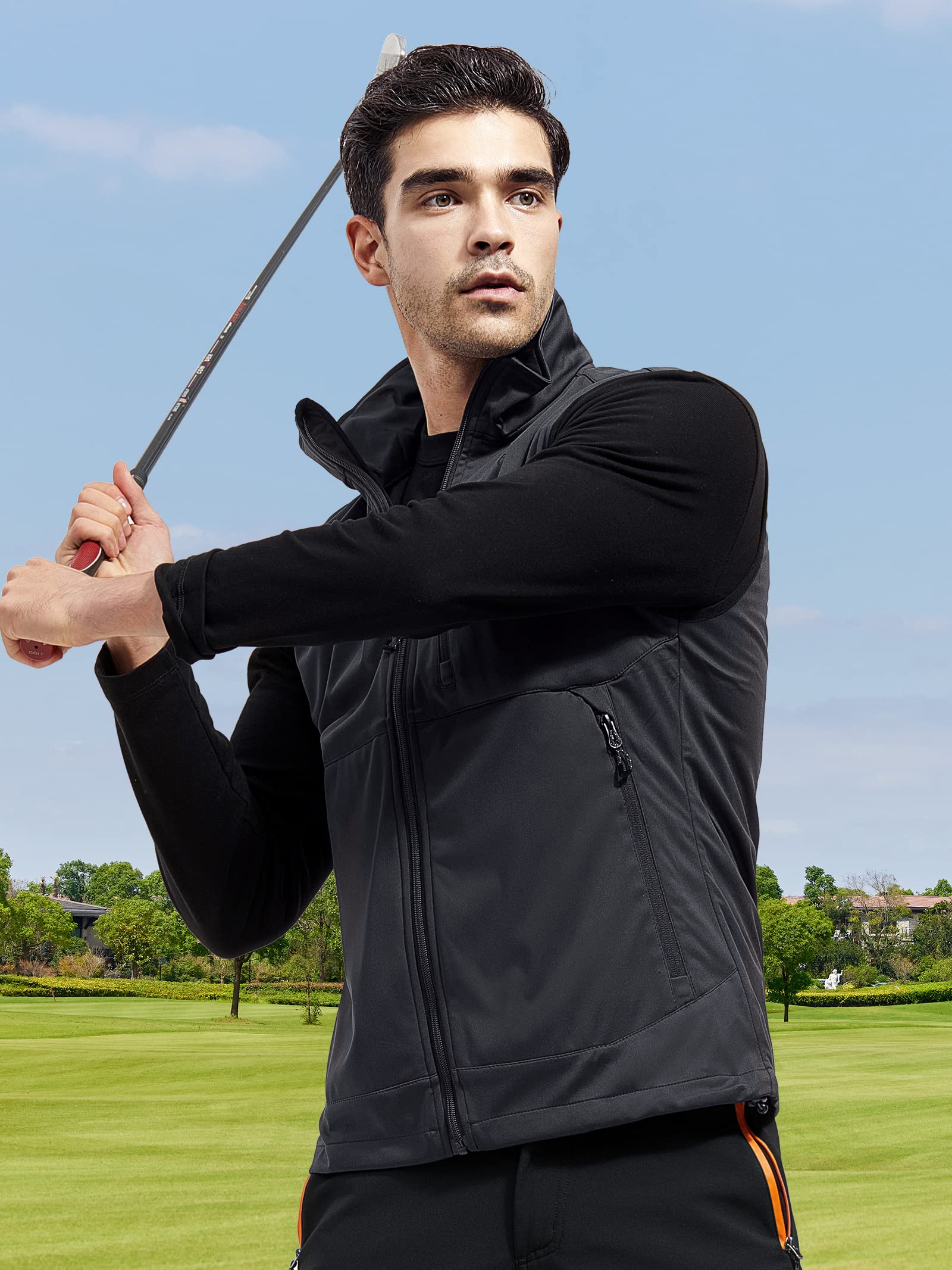 FREE SOLDIER Men's Lightweight Softshell Golf Vests Outerwear Windproof Sleeveless Jackets for Travel Hiking Running Fishing(Sleet Gray,L)