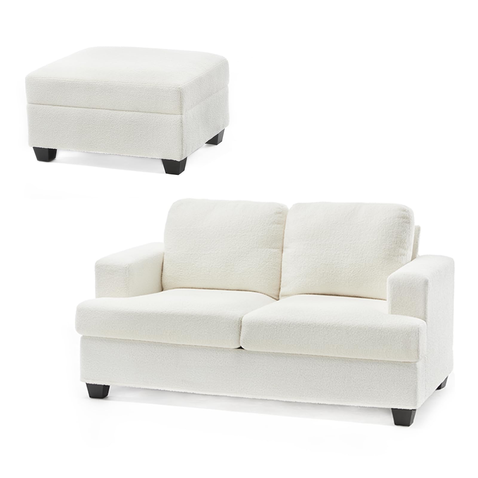 papababe Sofa, 3 Piece Set Modern Couches with Extra Deep Seats, Comfy Couches for Living Room, Bedroom and Office (Chenille, Beige)