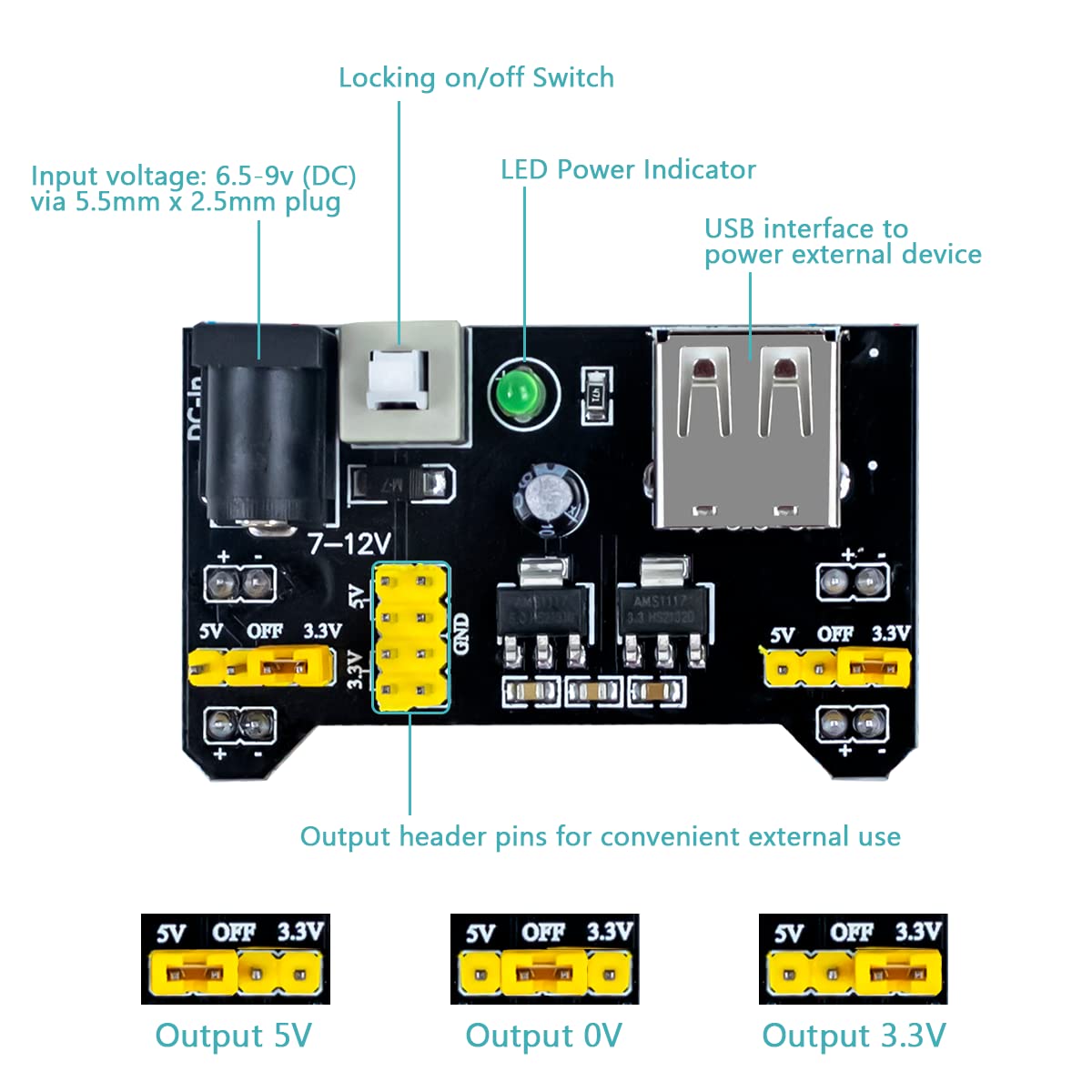 Hosyond Electronics Components Kit with Breadboard, Jumper Wires, Power Supply Module, Resistors, Precision Potentiometer, Compatible with Arduino Raspberry Pi