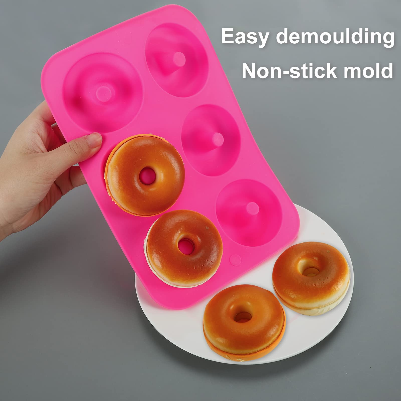 HEHALI 3pcs Donut Pan, Non-Stick Silicone Donut Mold, Bagel Doughnuts Pan for Baking in Clearance, Tray Measures 10x7 Inches