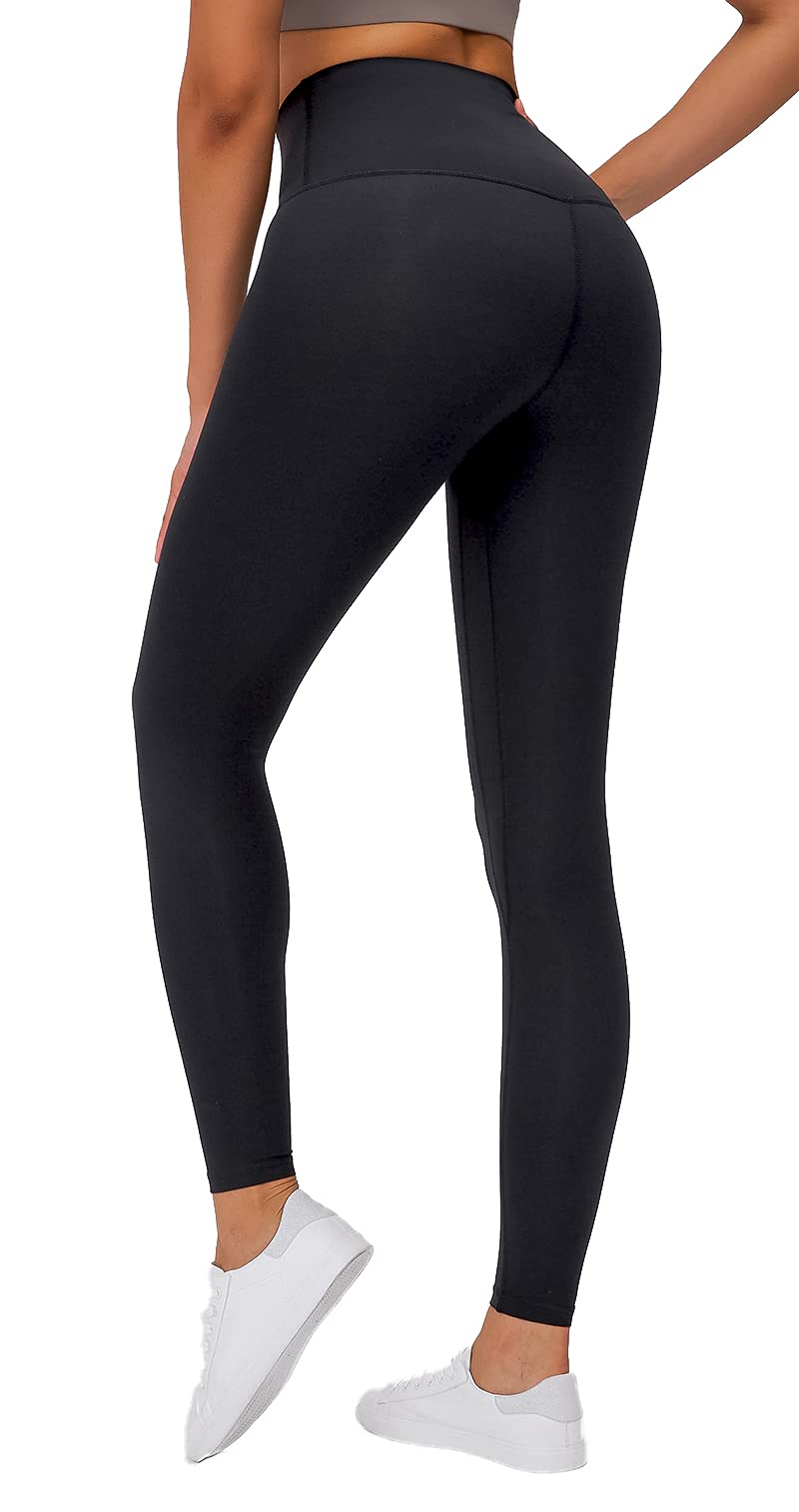 DUSUNCOM Women's High Waist Yoga Pants, Buttery Soft Tummy Control Workout Tights Running Sport Leggings, 4 Way Stretch Black