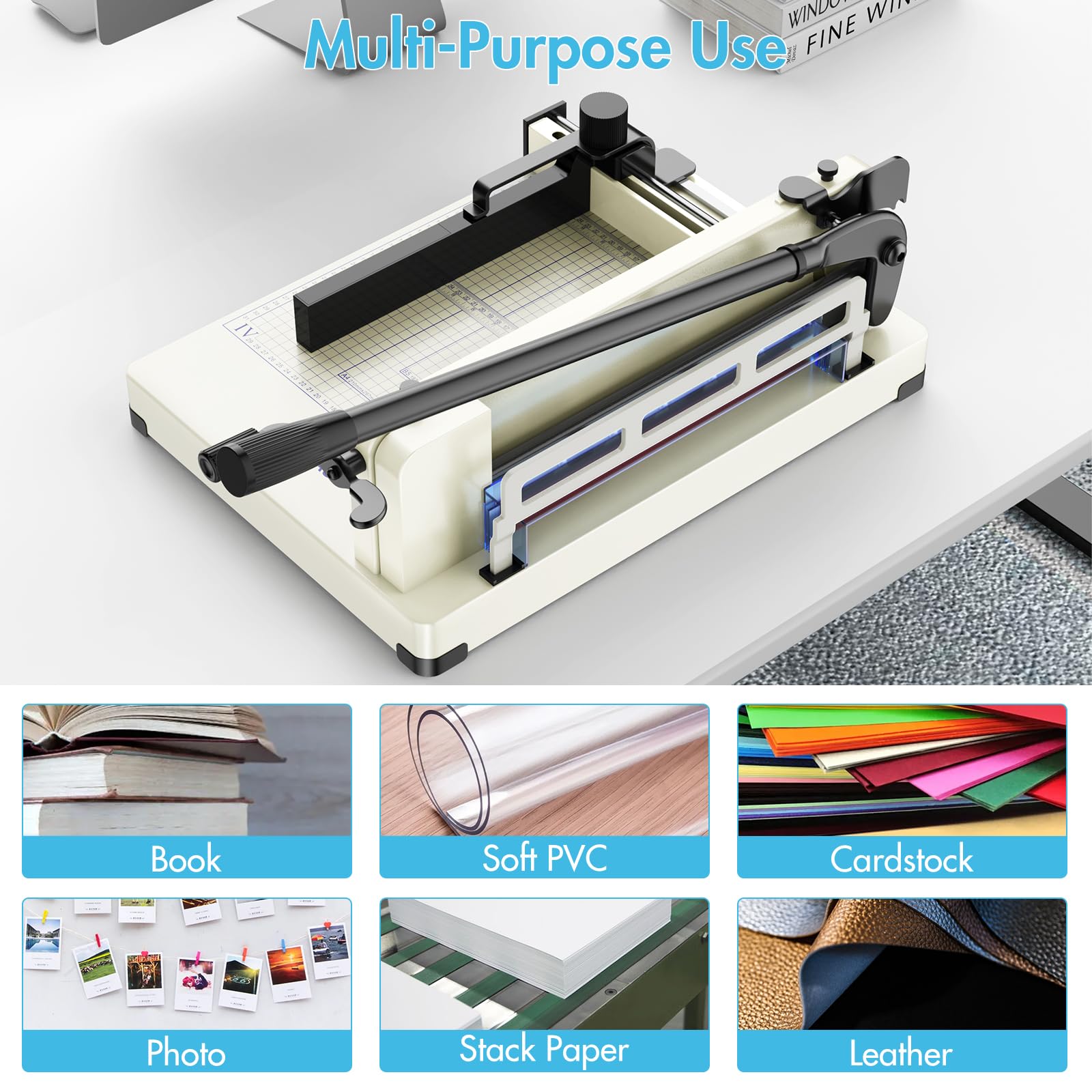 Paper Cutter 12 Inch, Heavy Duty Paper Cutter for A4 Paper, Guillotine Paper Cutter 400 Sheet Capacity, Solid Steel Construction
