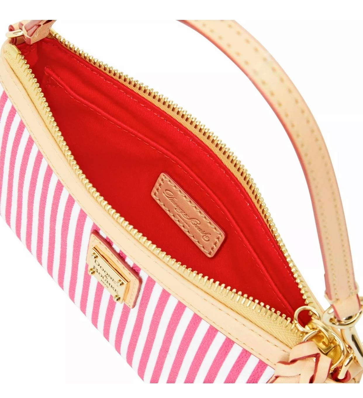 DOONEY & BOURKE DB RED AND WHITE STRIPE LARGE SLIM WRSITLET CLUTCH BAG