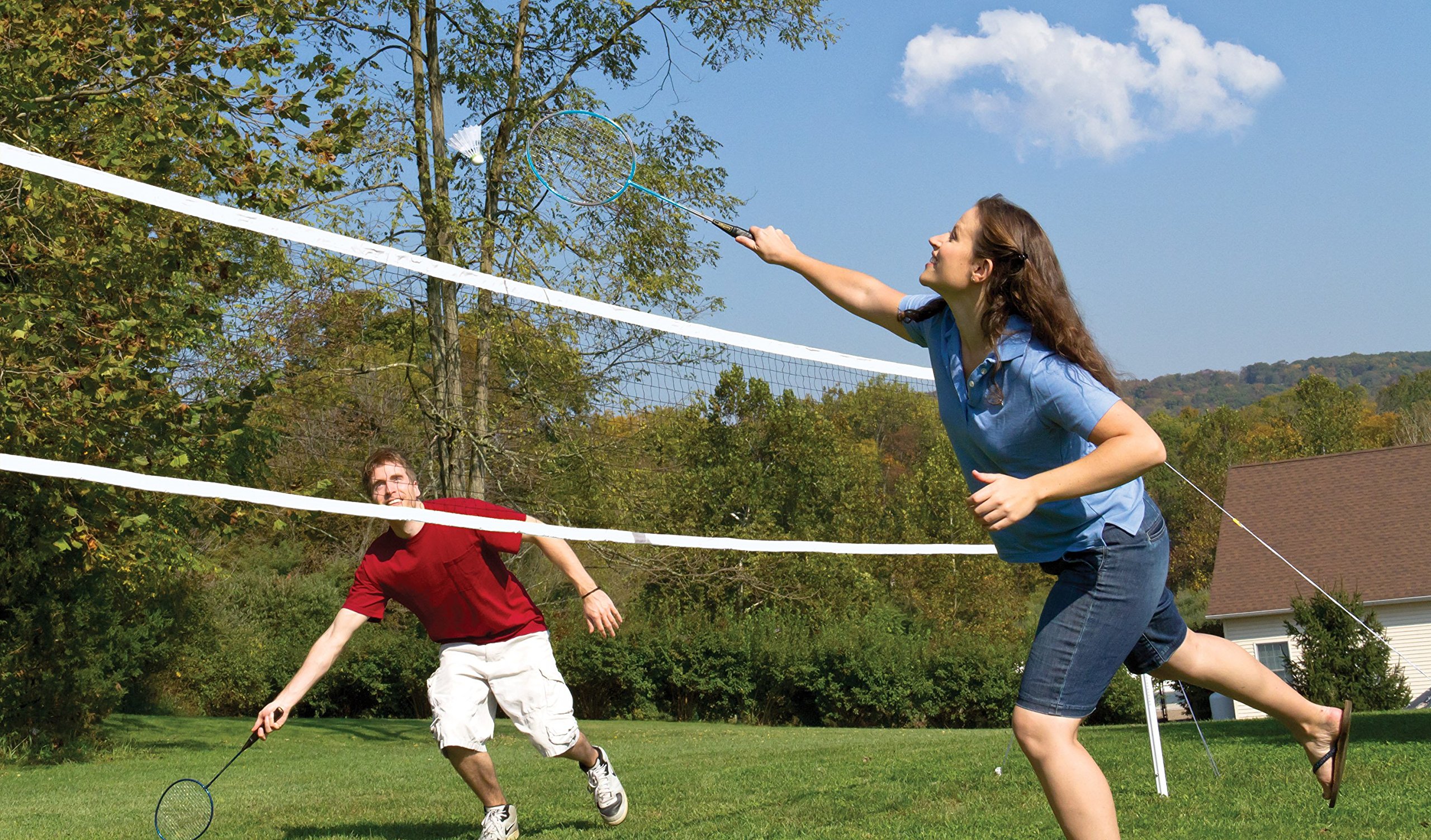 EastPoint Sports Easy Setup Badminton Set; Backyard Game Includes Portable Net, 4 Badminton Rackets, 2 Shuttlecocks and Accessory Bag for Storage