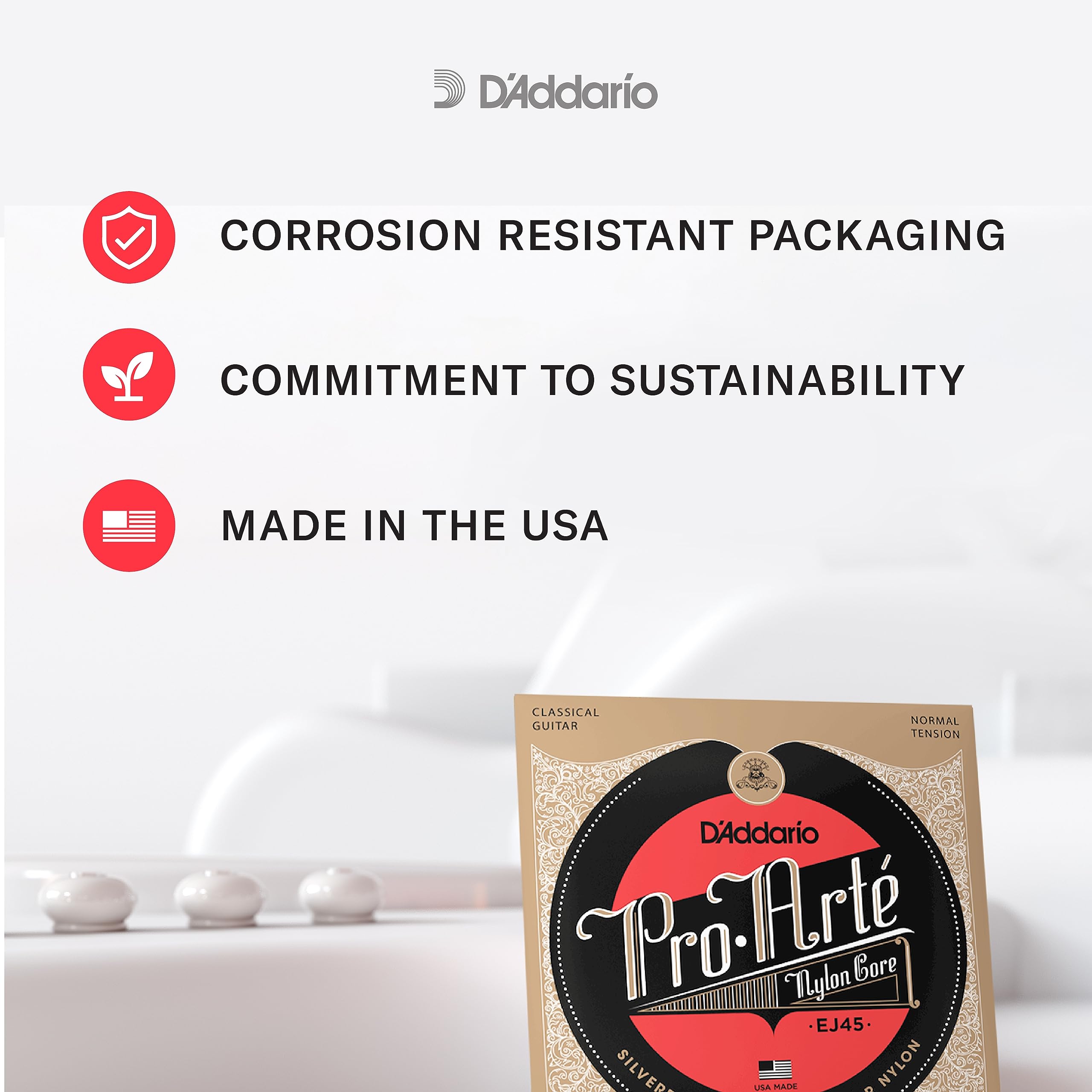 D'Addario Guitar Strings - Pro-Arte Classical Guitar Strings - EJ45TT Dynacore - Silver Plated Wrap, Composite Dynacore, Titanium Nylon Trebles - Normal Tension, 1-Pack