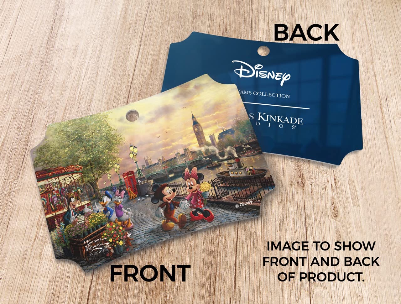 Disney β Mickey and Minnie Mouse in London - Thomas Kinkade Studios - This 4β x 2.5β Hanging Metal Print Accessory β Limited Edition Officially Licensed Collectible | Complimentary Velveteen Gift Bag