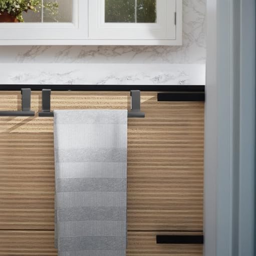 Over Cabinet Cupboard Door Towel Bar, 2 Pack Stainless Steel Kitchen Towel Holder Over Door Towel Rack Bar Holder Towel Racks for Bathroom Door (23cm)