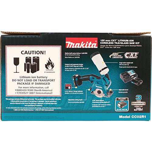 Makita CC02R1 12V MAX CXT Lithium-Ion Cordless Tile/Glass Saw Kit, 3-3/8"