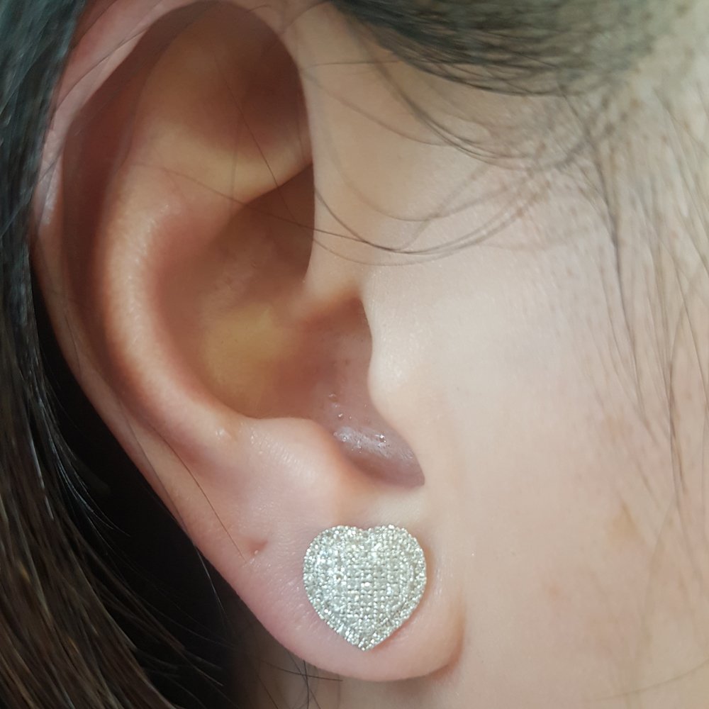 Dazzlingrock Collection 0.35 Carat (ctw) 14K Round White Diamond Ladies Heart Shape Fashion Stud Earrings 1/3 CT, White Gold