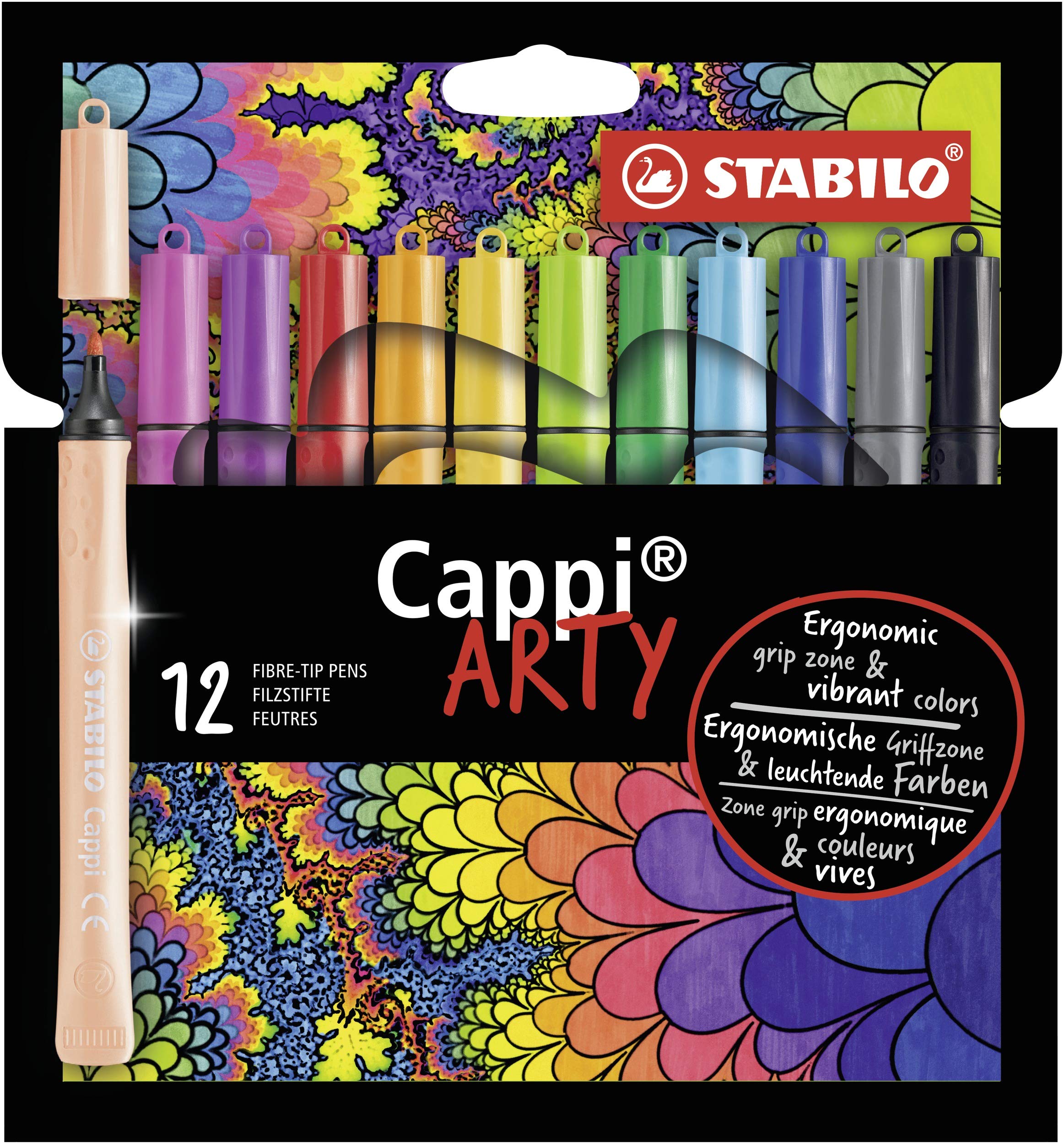 Felt Tip Pen - STABILO Cappi Wallet of 12 Assorted Colours