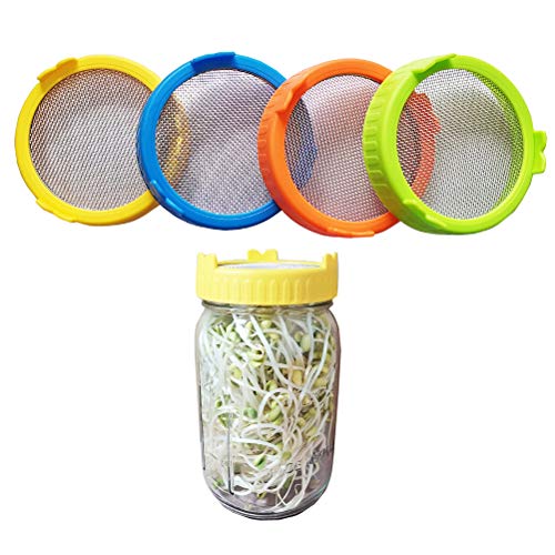 Plastic Sprout Lid,Stainless Steel Split Sprouting Lids for Sprouts Broccoli Alfalfa Mustard Mung Beans (Colorful)