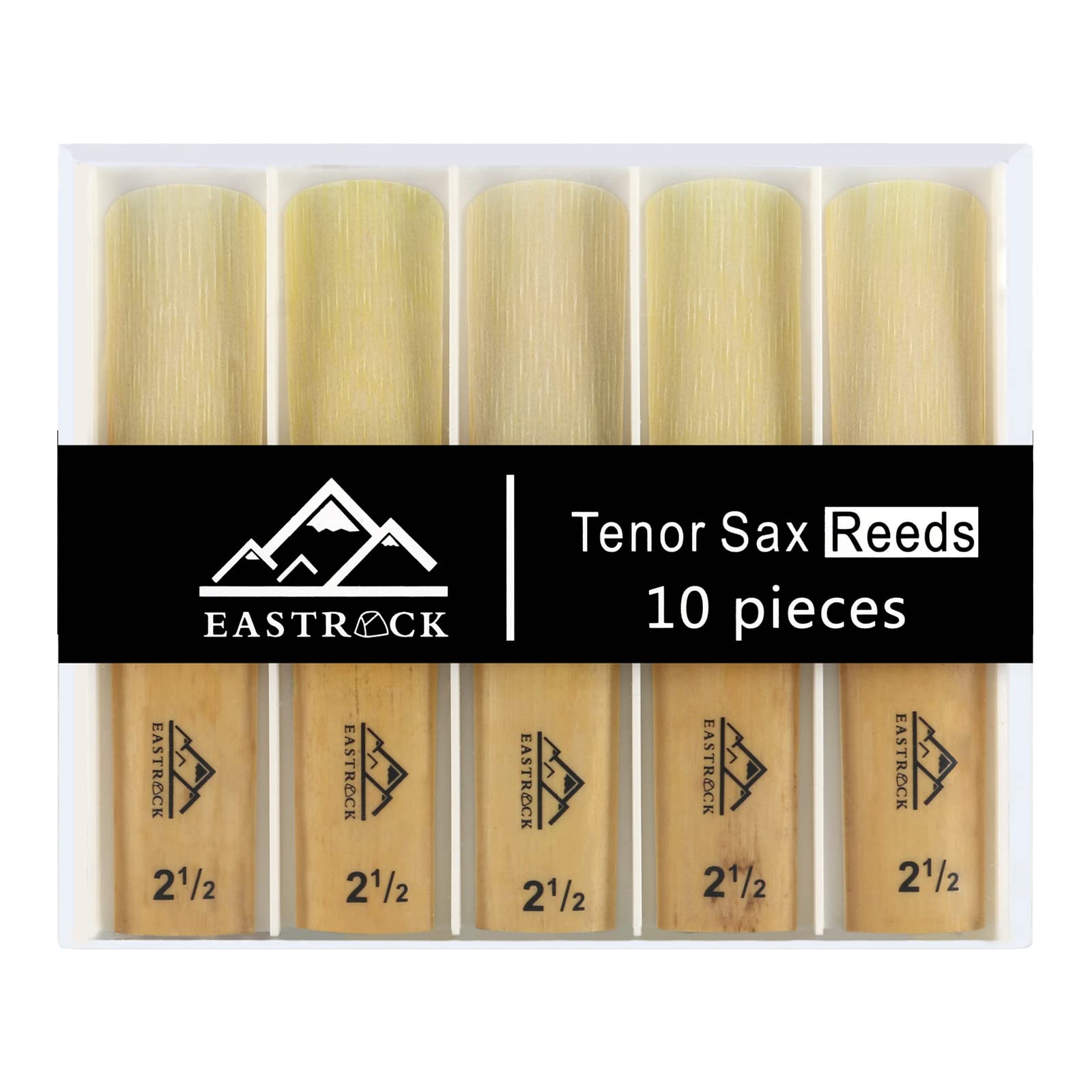 EASTROCK Tenor Saxophone Reeds 2.0/2.5/3.0 for Bb tenor Sax Strength 2.5-10 Pack with Plastic Case