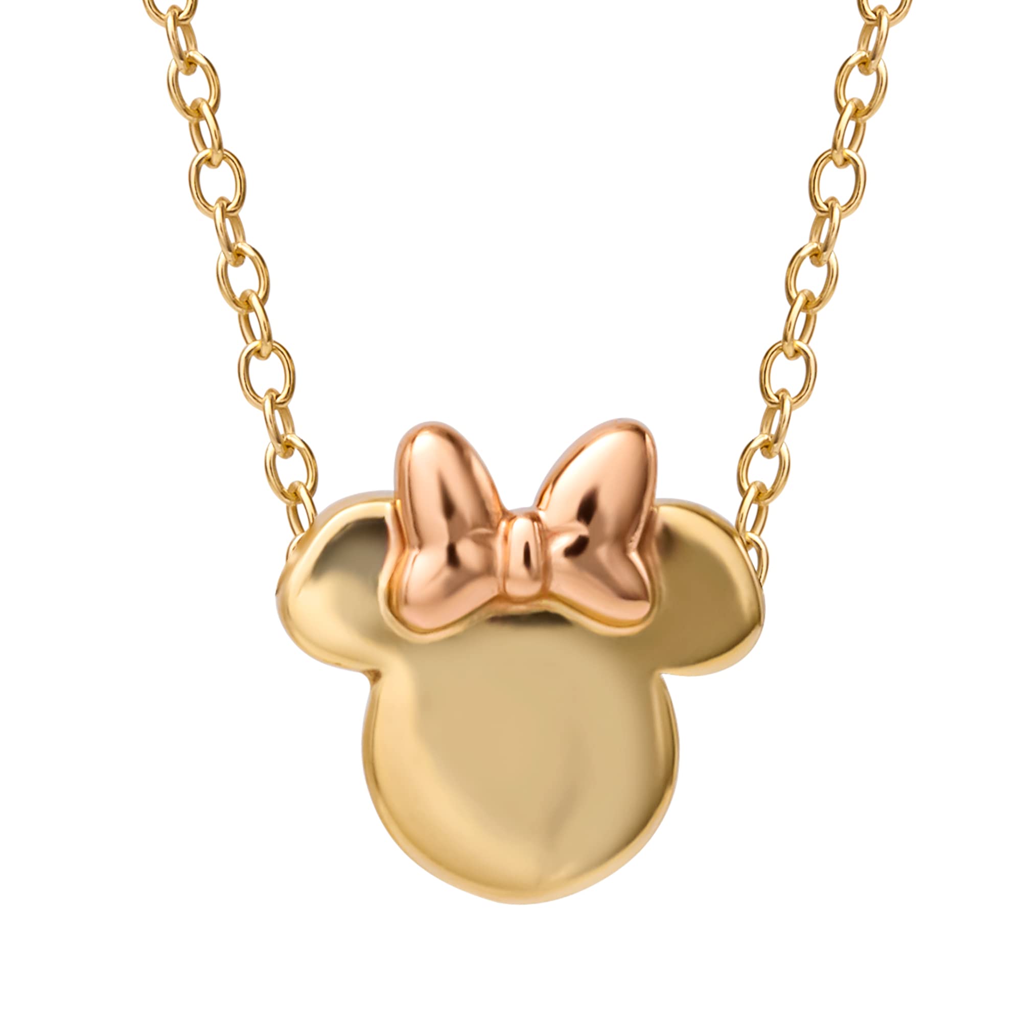 Disney Minnie Mouse Slider Pendant Necklace, Flash Plated, Two Tone, 18"