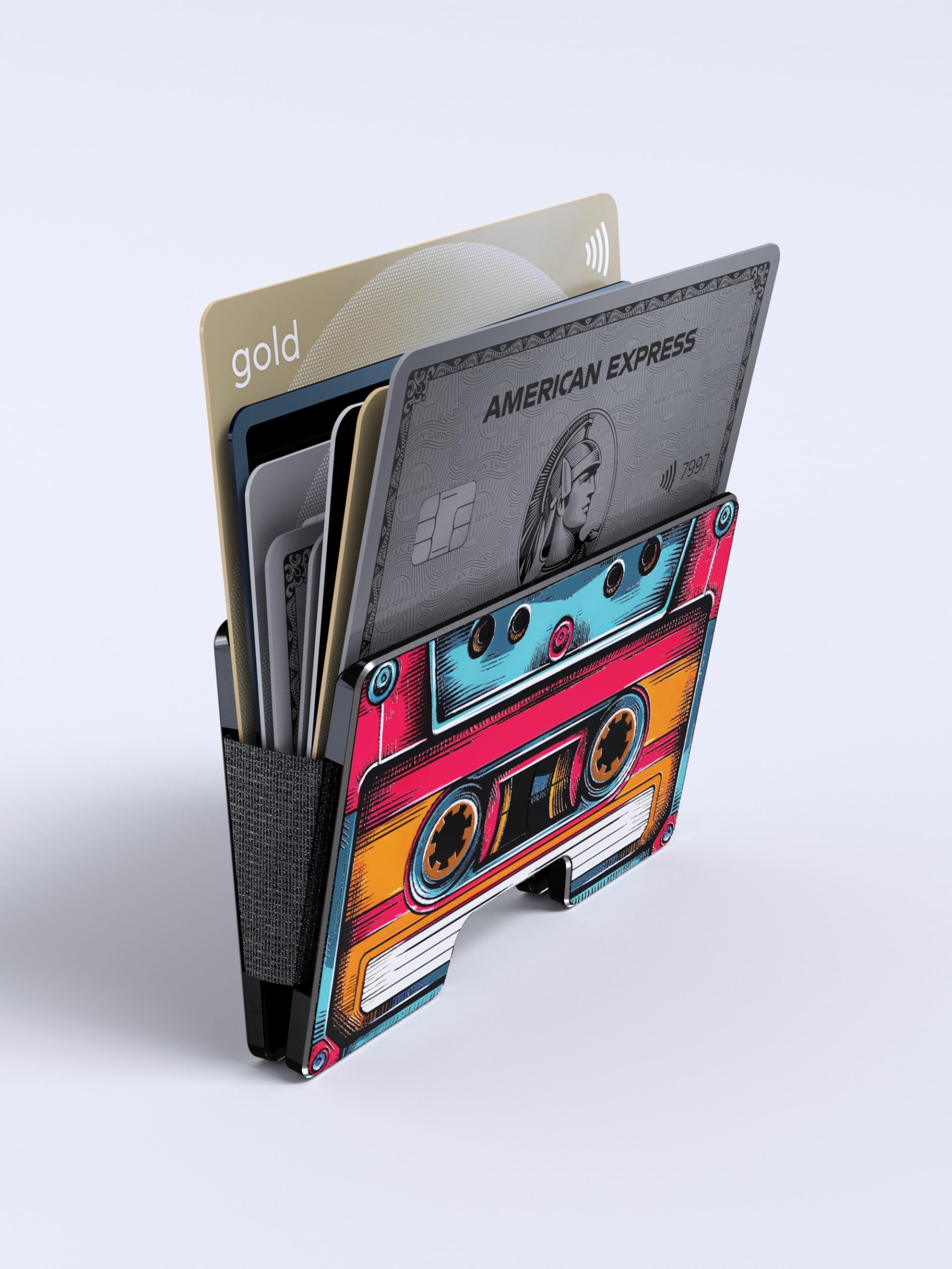 Freja Svendsen Printed Aluminum Wallet for Men - Slim Money Clip & Card Holder with Tactile Selective Varnish. Enhanced RFID Blocking, Compact, Unique & Minimalist Wallets - King of Hearts