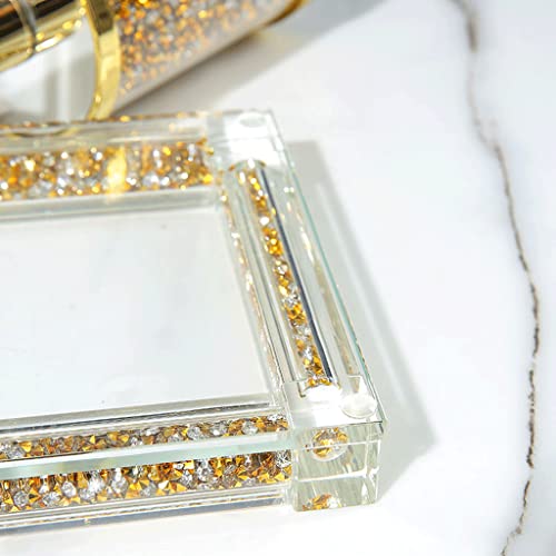 Durable Diamond Sparkles Soap Dispenser, Gorgeous Crystal Glass Bathroom Accessories Set for House Decor-Lotion Bottle,Cotton Jar,Tray Replacement