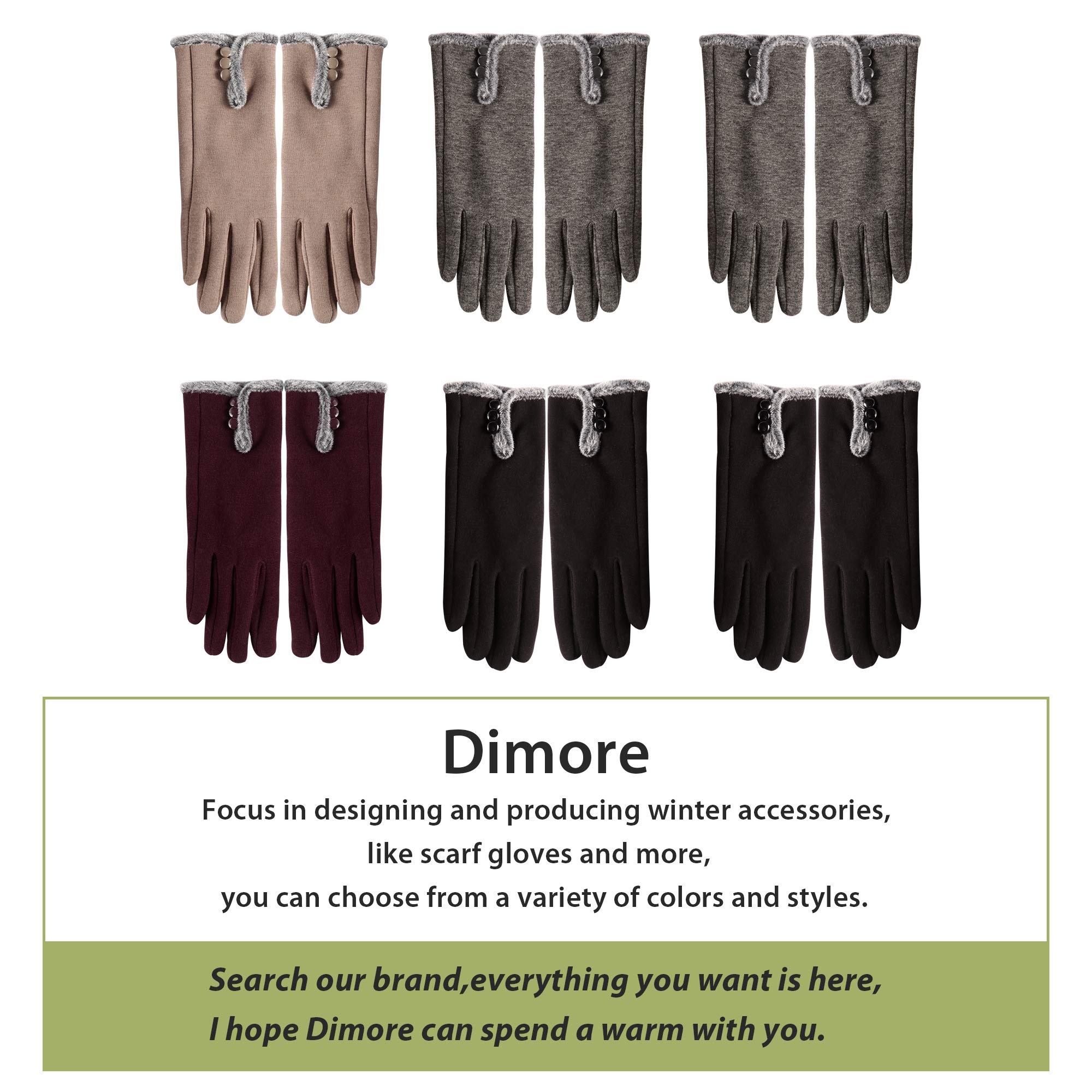 Dimore 3 Pairs Winter Gloves for Women Cold Weather Girls with Touch Screen Fingers Warm Thick Texting (B-3pair(1Black+1Dgrey+1Khaki))