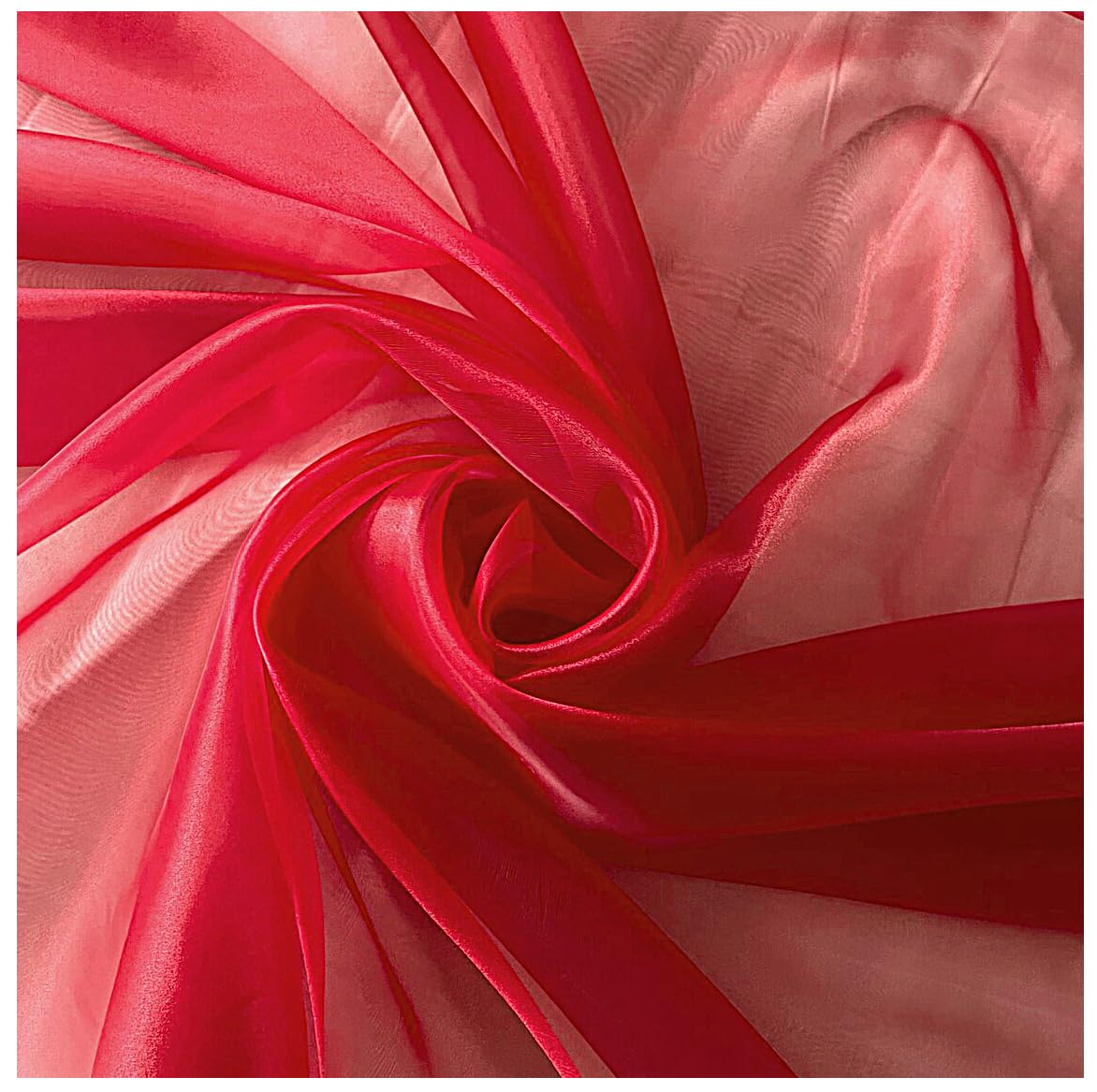 MDS Pack of 5 Yard Sheer Organza Fabric for Wedding Merry Christmas Xmas New Year Party Home Decorations, Backdrop, Curtain, Craft, Dress, DIY, Crystal Tulle Fabric 44ā Wide - Red