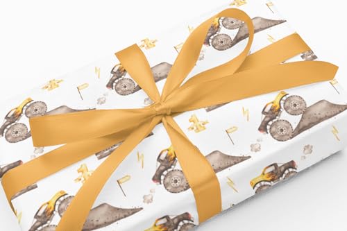Monster Truck Wrapping Paper Sheets Kids Boy Birthday Party Gift Wrap