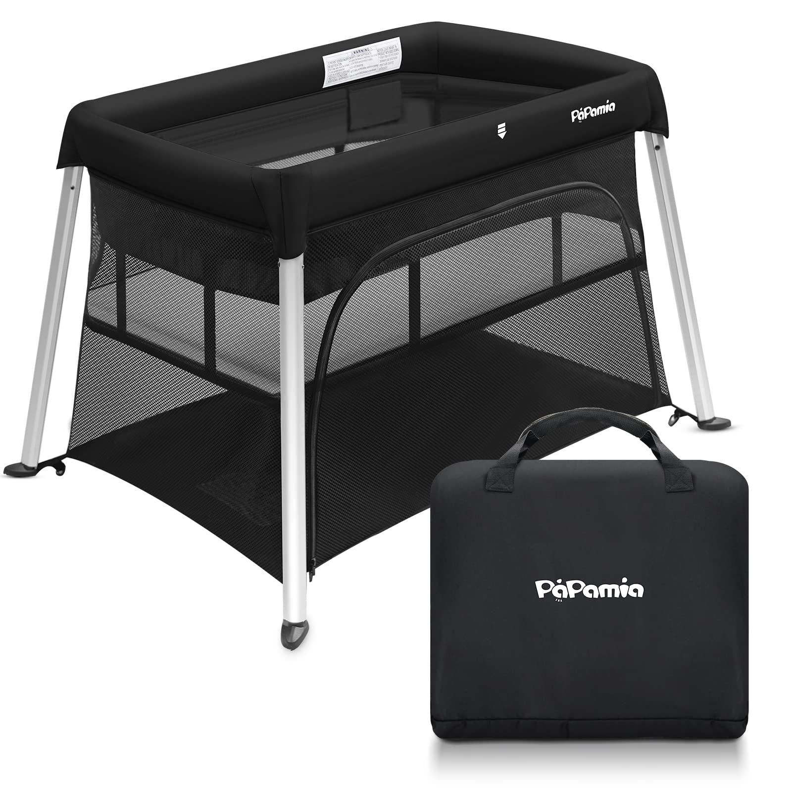 Travel Crib,PAPAMIA Light Portable Crib with Mattress | Foldable Playpen for Babies and Toddlers | Play Yard with Lightweight Handbag Design | Safety Certified