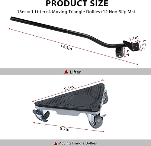 Insdawn Furniture Sliders Moving Dolly 3 Wheels Heavy Duty Furniture Movers Easy Furniture Lifter Mover Tool Set 4 Pack for Heavy Object 800LBs Load Capacity