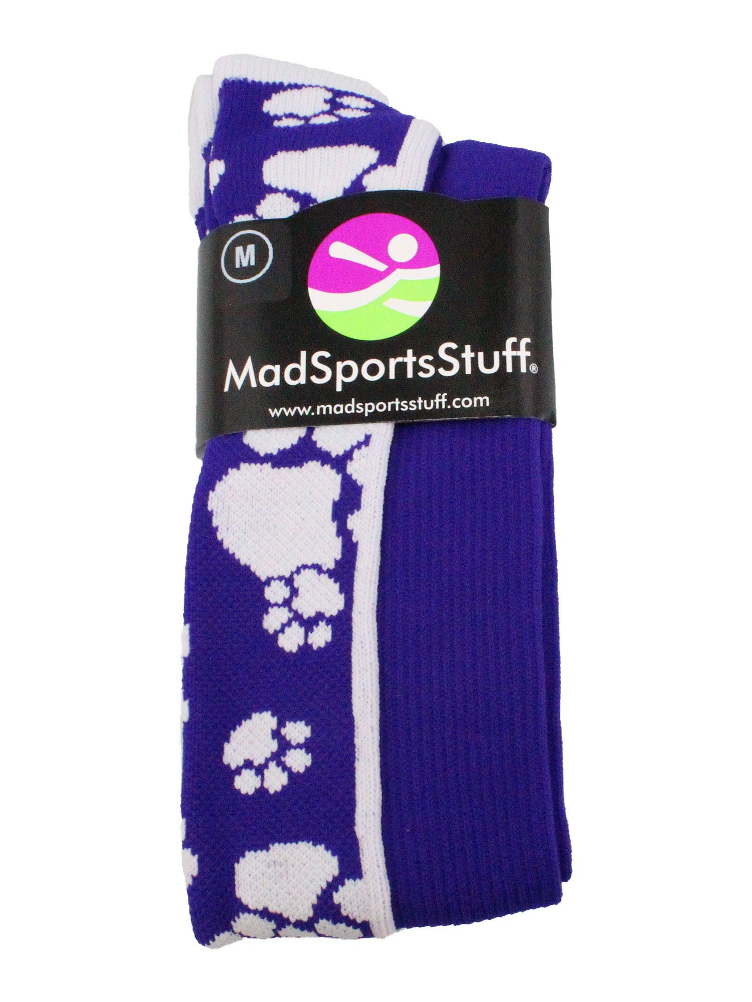 Crazy Socks with Paws Over the Calf (Purple/White, Medium)