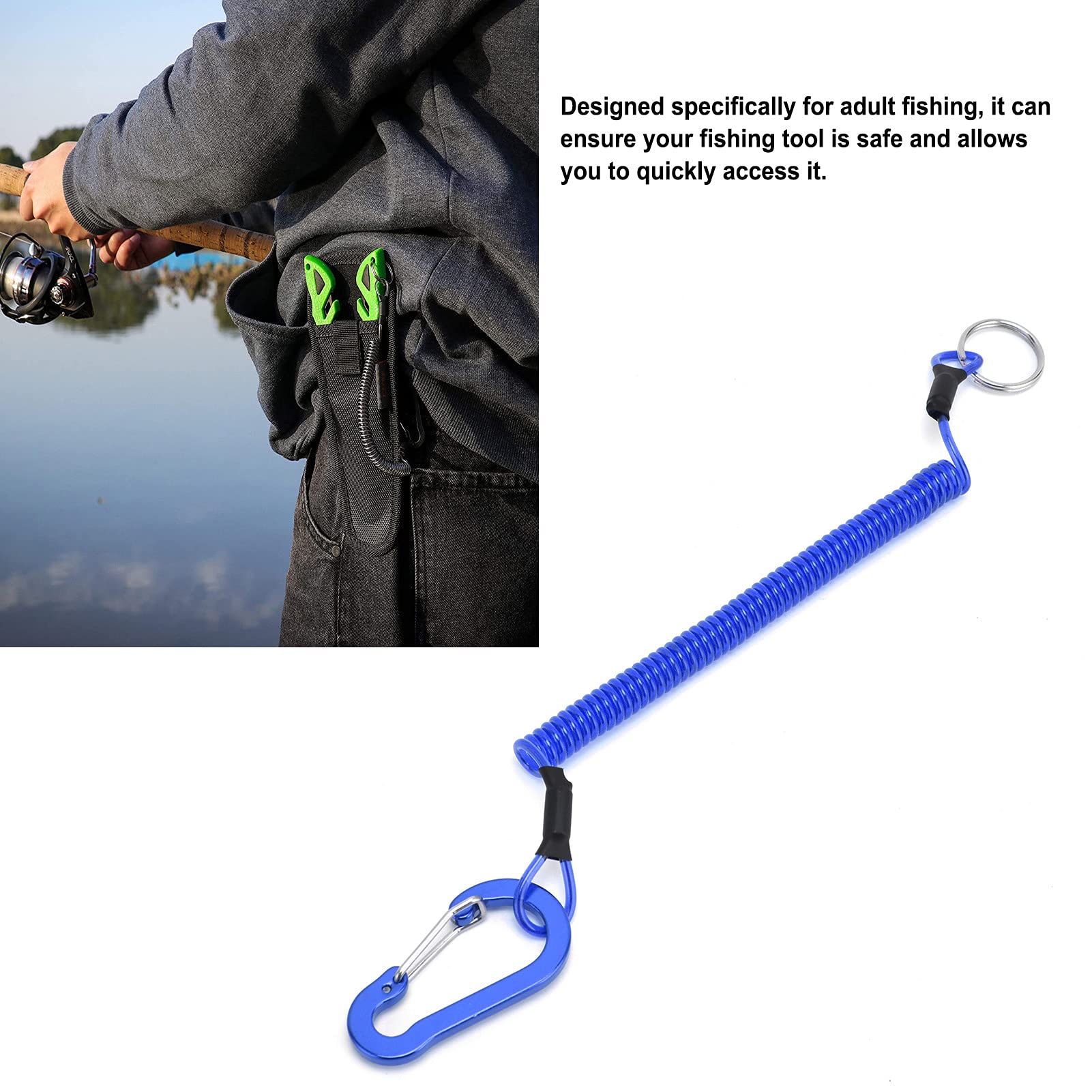 Fishing Lanyards, TPU Coating Material Spring Coil Keychain Practical Elastic for Offices for Homes for Workshops for Shopping Malls(blue)