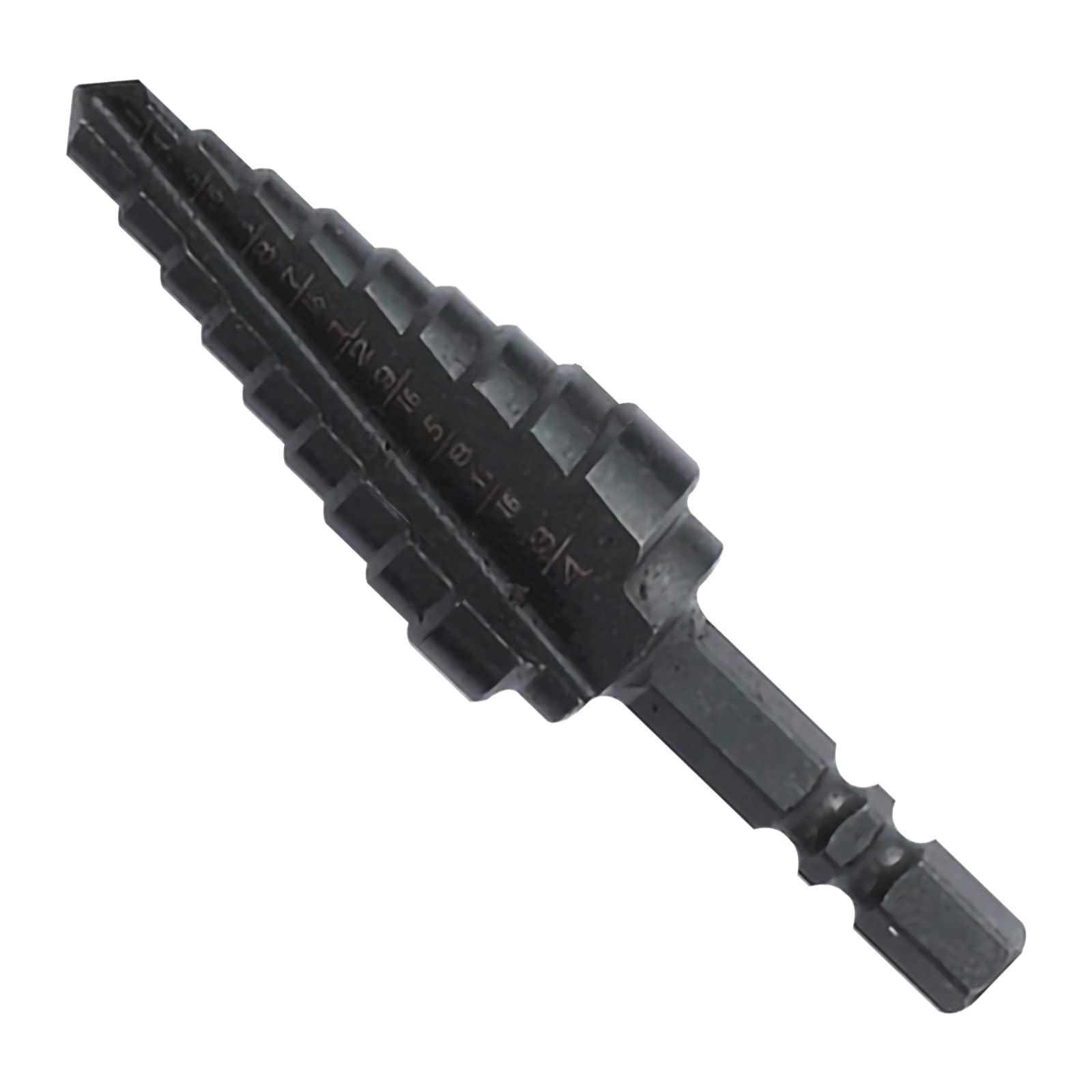 Jifeijidian Quick Change Step Drill Bit Double Fluted M2 High Speed Steel Drill Bits for Hole Drilling in Stainless Steel Aluminum Wood (1/4", 5/16", 3/8", 7/16", 1/2", 9/16", 5/8", 11/16", 3/4")