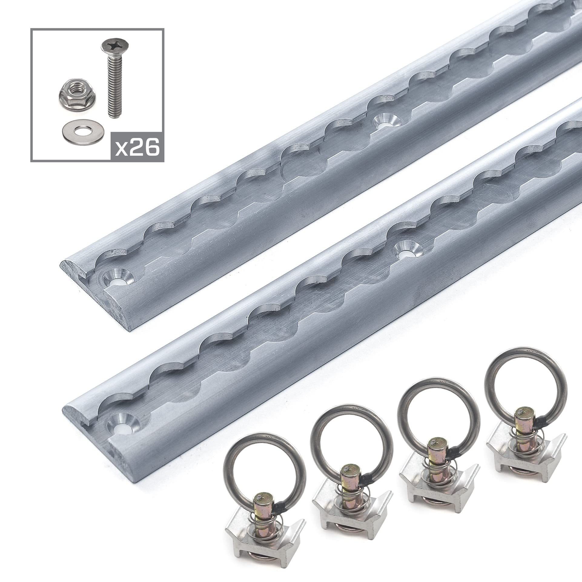 Mac's Tie-Downs Track Kit - Surface Mount, Wide Contour (Series 3) - VersaTie 6ft Track Length